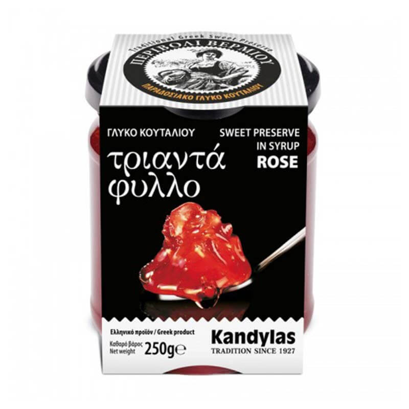 Γλυκό Κουταλιού Τριαντάφυλλο 250gr Κανδυλας • Μόσχος Φάντης • Ρόδος